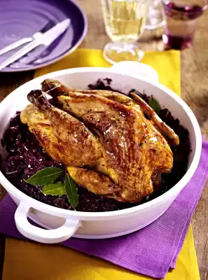 Braised Guinea Fowl With Red Cabbage Recipe